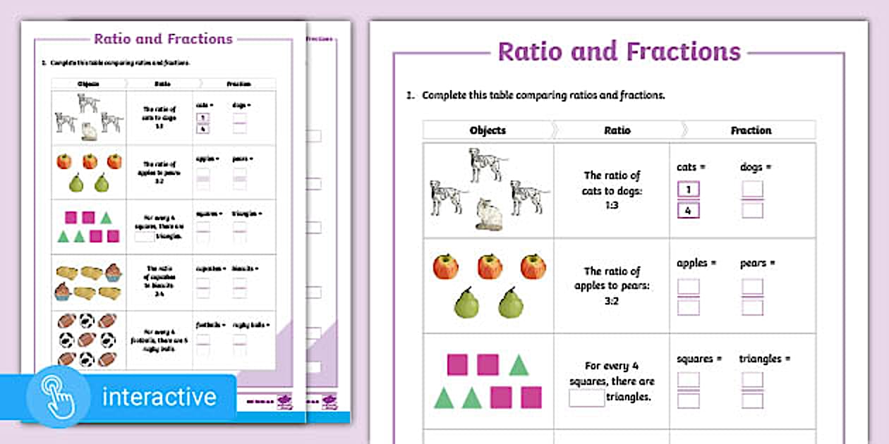 👉 Interactive PDF: Ratios & Fractions Activity